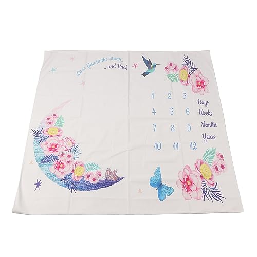Baby Milestone Mat, Bright Colors Widely Used Baby Milestone Blanket Squared Flowers Birds Pattern 39.4in Wide for Party