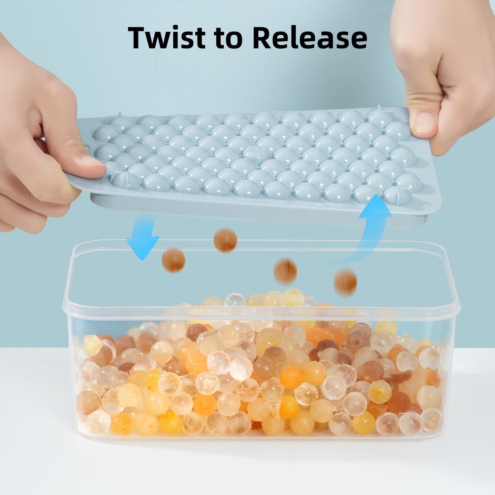 AMZHORSE Ice Cube Trays for Freezer AMZHORSE Round Small Ice Cube Trays Easy Release,72 * 3 pcs Mini Circular Ice Cube Trays with Lid & Bin for Chilling Drinks, BPA Free