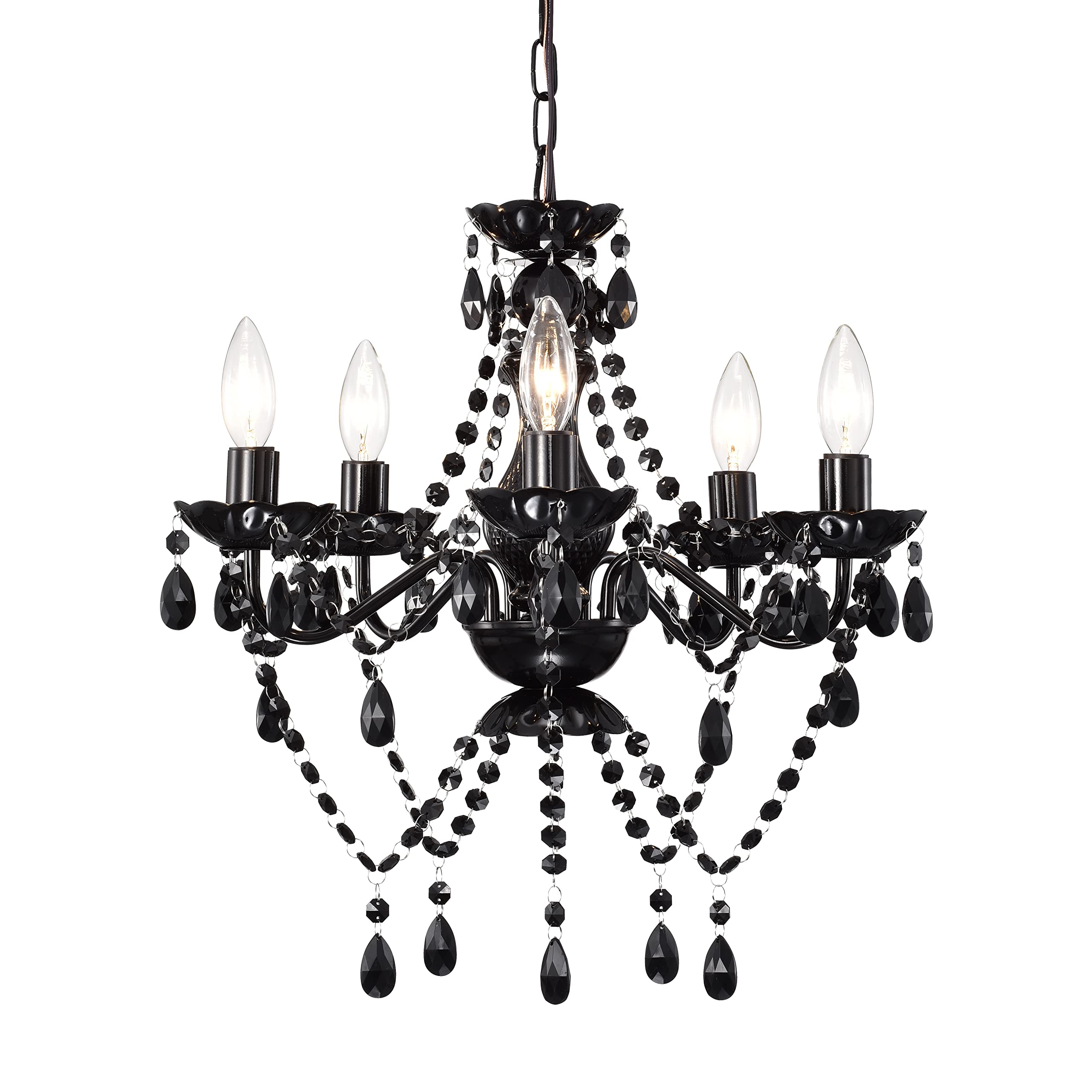 Antique House Black Chandelier Light Fixture 5 Light Modern Crystal Chandelier for Bedrooms Dining Room Acrylic Chandelier