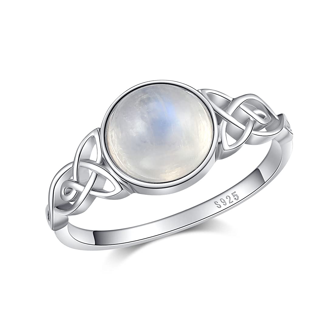 Angol Genuine Moonstone Ring Sterling Silver Moonstone Flower Ring Adjustable Minimalist Stacking Statement Band Ring for Women (8)