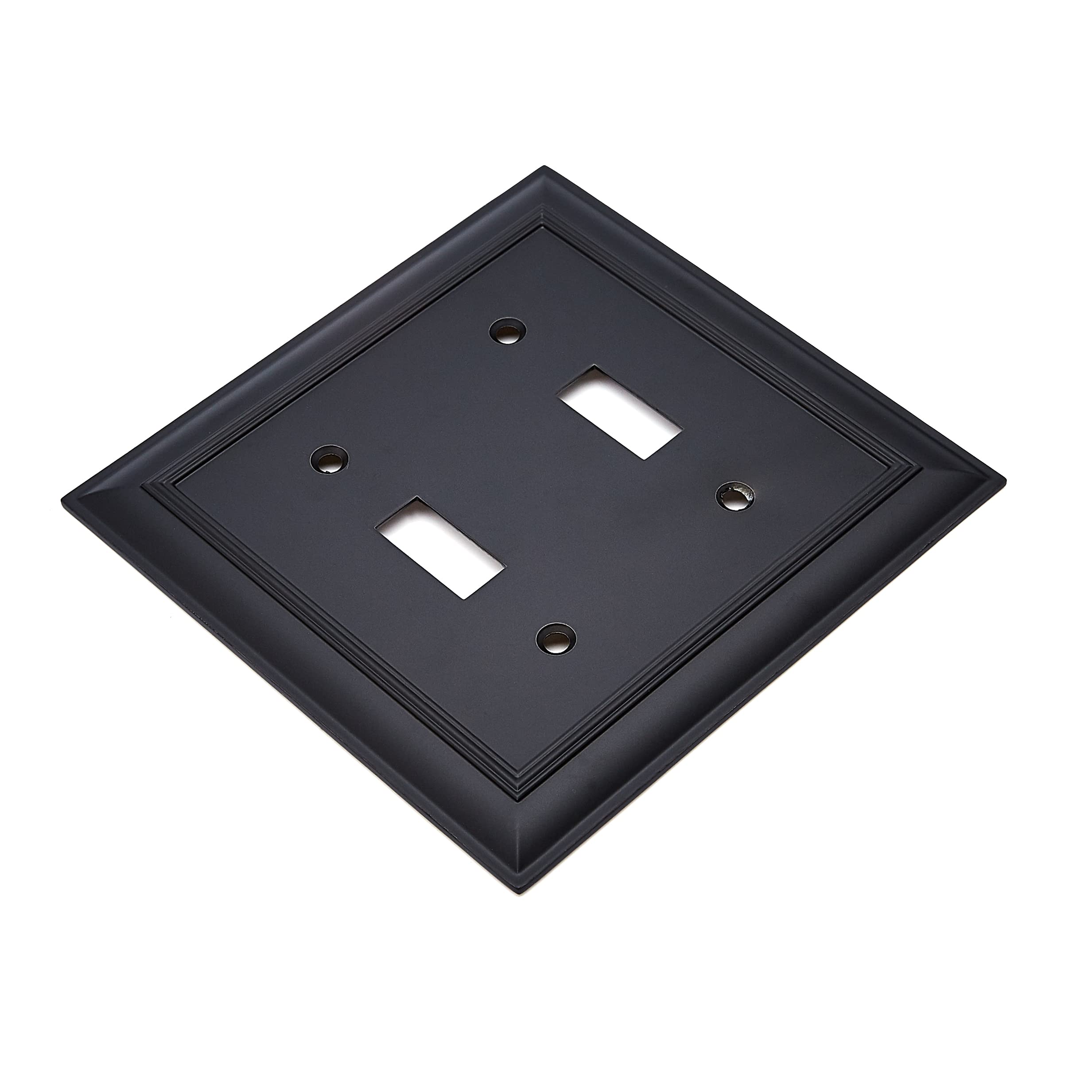 Amazon Basics Decorative 2-Gang Toggle Wall Plate - 2-Pack, Flat Black