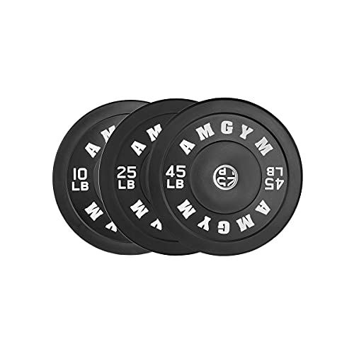 AMGYM LB Bumper Plates Olympic Weight Plates, Bumper Weight Plates, Steel Insert, Strength Training(160LB Set)
