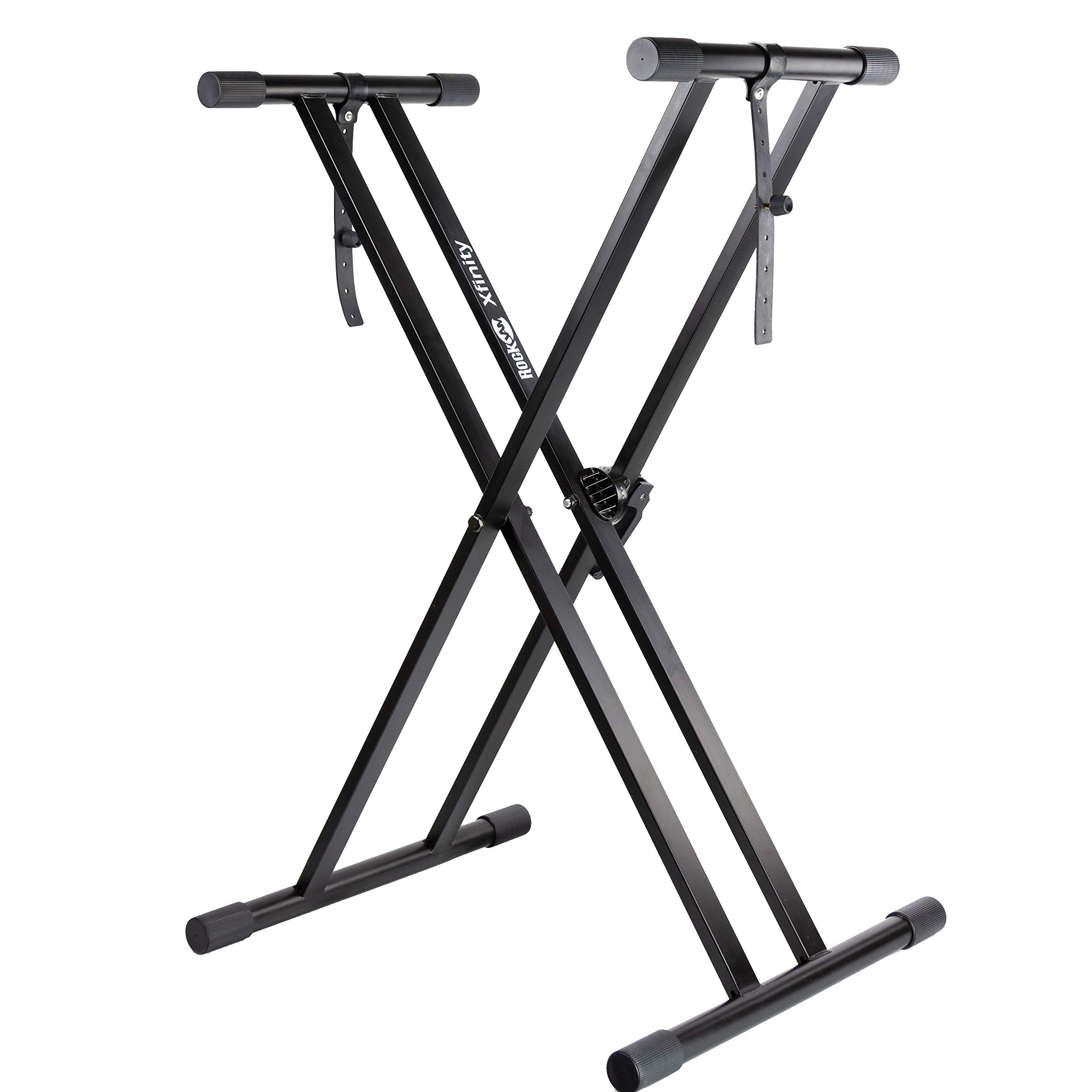 Alesis Prestige Artist 88 Key Digital Piano + RockJam Xfinity Heavy-Duty, Double-X, Pre-Assembled, Infinitely Adjustable Piano Keyboard Stand with Locking Straps