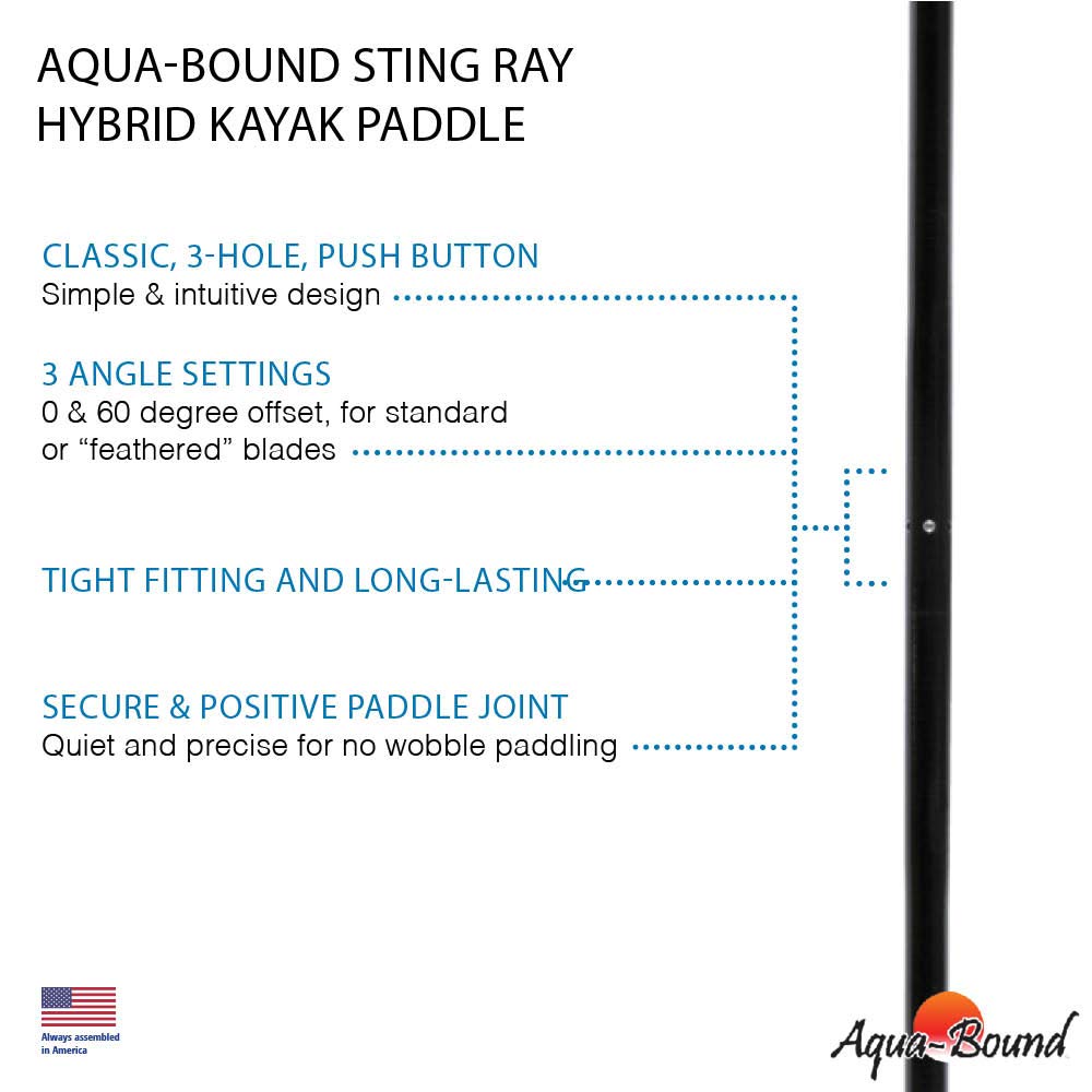 Aqua-Bound Sting Ray Hybrid 2-Piece Snap-Button Kayak Paddle