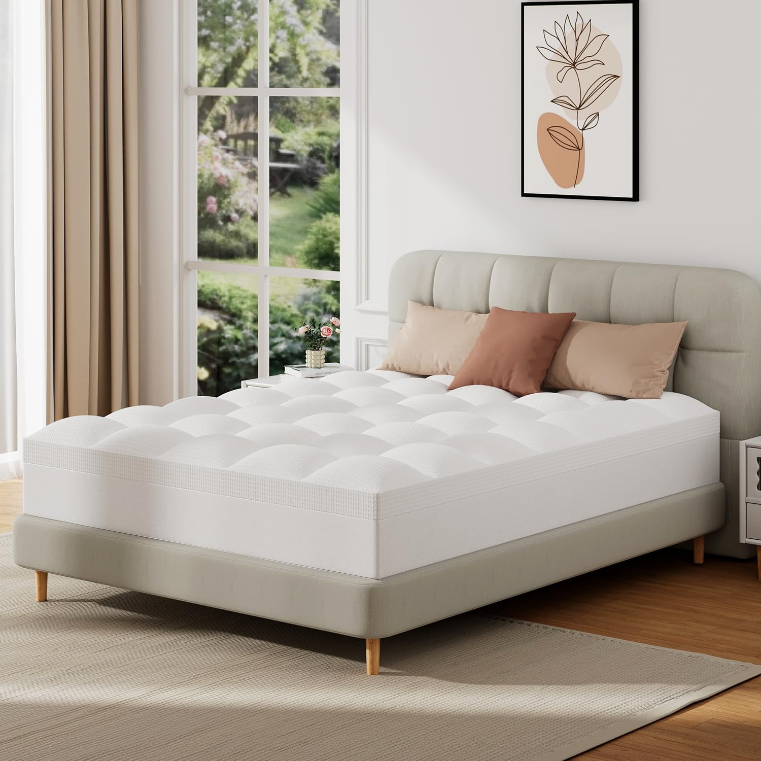 Bedluxury Dual Layer 3 Inch Memory Foam Mattress Topper Queen Size,2 Inch Gel Memory Foam and 1 Inch Cooling Pillow Top Mattress Pad Cover for Back Pain,Comfort Support & Pressure Relief