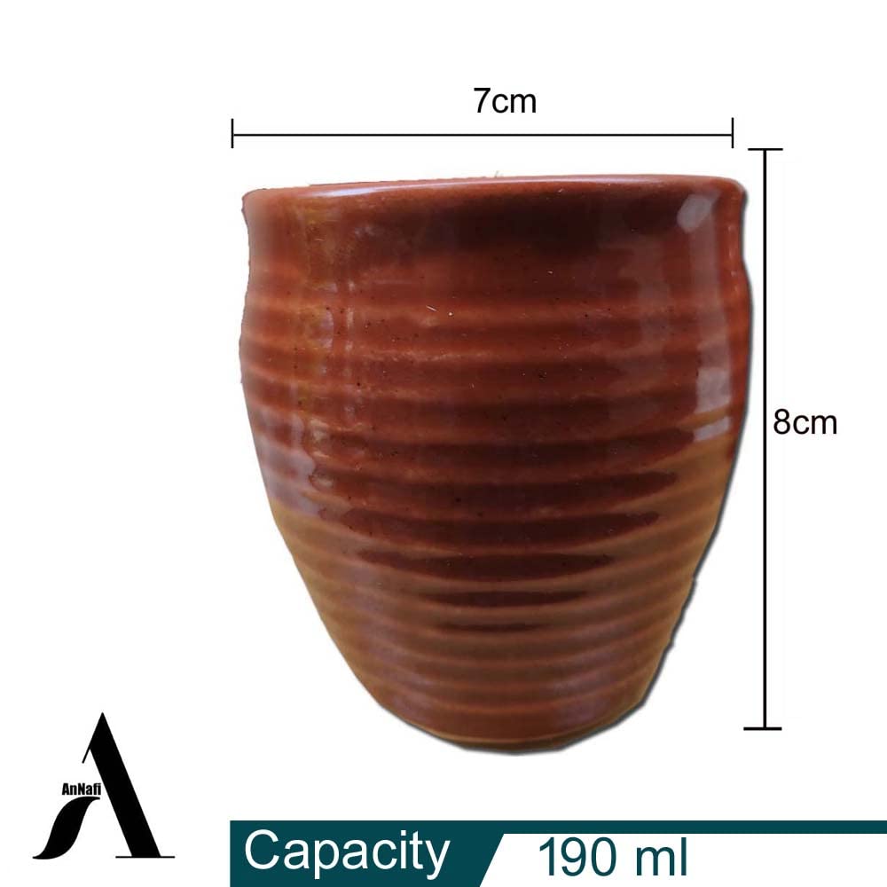 AnNafi® Indian Kulhad Cups Traditional Handmade Chai/Tea/Coffee Cup Ceramic Earthen Kulhar Mexican Red Clay Authentic Cantarito De Barro Fiesta Jarritos Mexicanos for Hot & Cold Beverages Set Of 6
