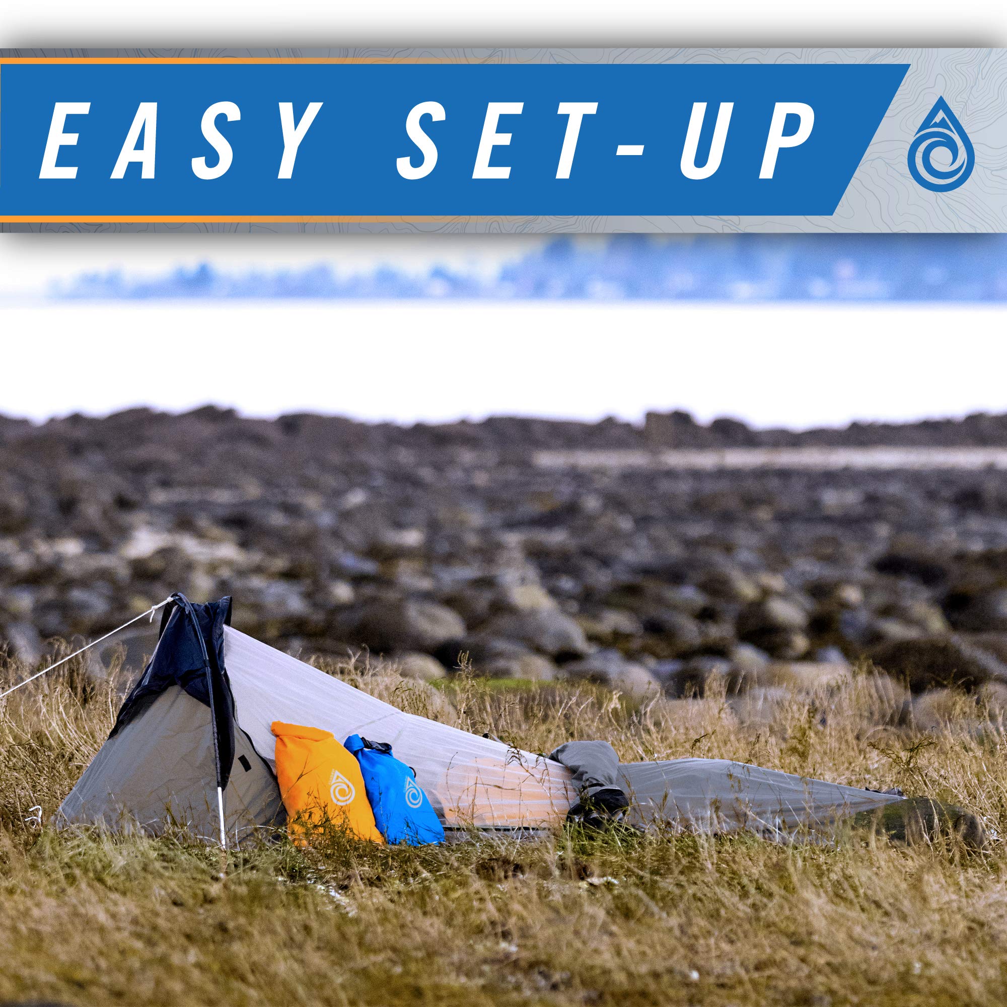 AquaQuest Hideaway Bivy Stealth Compact Single-Pole Hooped Tent Waterproof Breathable with Mosquito Bug Net Mesh for Hunting, Hiking, Camping - Olive Drab