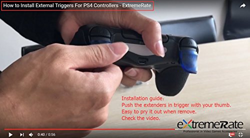 eXtremeRate Clear Blue 2 Pairs L2 R2 Buttons Extention Trigger for PS4 Controller, Game Improvement Adjusters Extenders for PS4 Controller JDM-030
