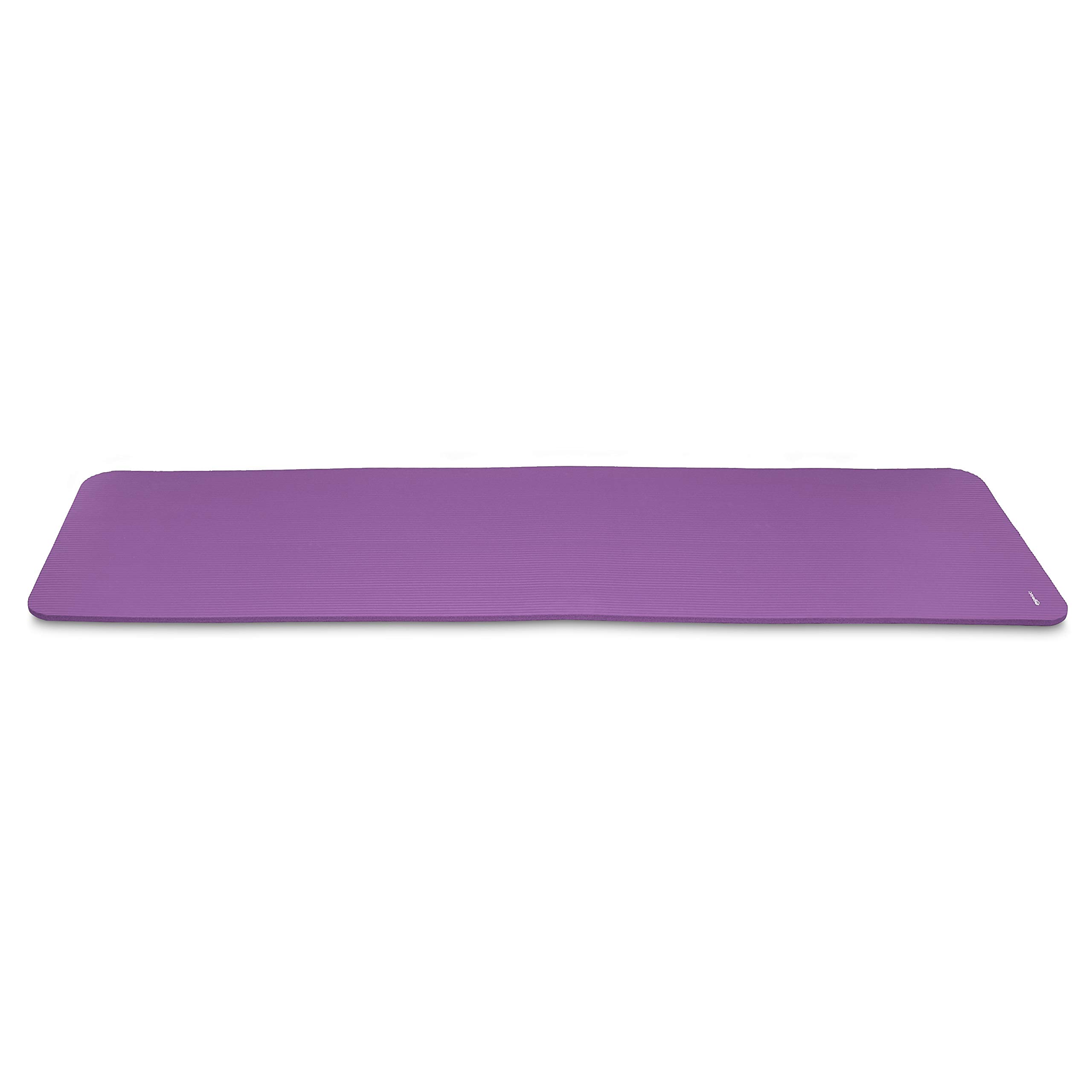 Amazon Basics Extra Thick Exercise Yoga Gym Floor Mat with Carrying Strap - 74 x 24 x .5 Inches, Purple & Neoprene Hexagon Workout Dumbbell Hand Weight, 3-Pound, Purple - Set of 2