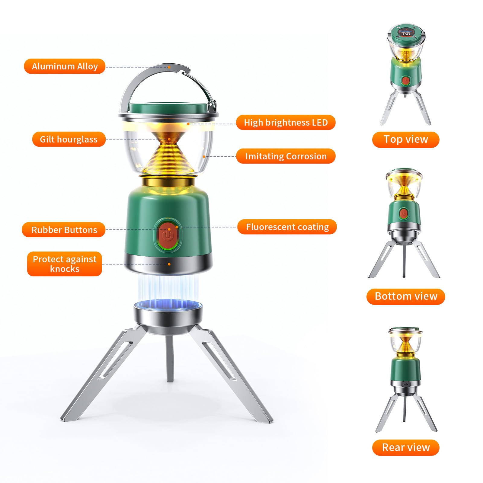 Camping Lantern, Aluminum Alloy Battery Powered Camping Lights, 5 Modes Battery Operated Lantern,Portable Flashlight for Power Outages, Emergency, Hurricane, Hiking