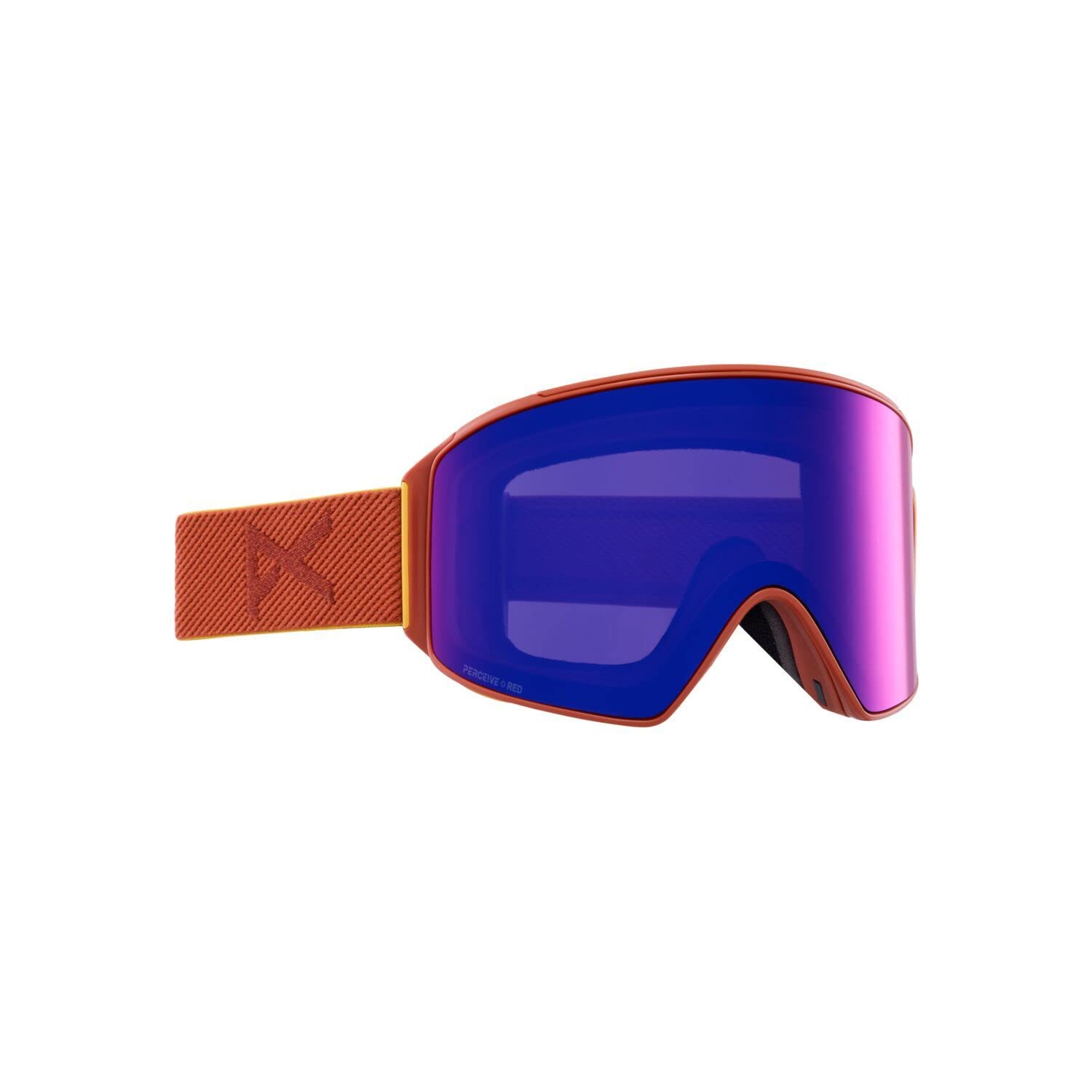 Anon M4 Cylindrical Goggles + Bonus Lens + MFI® Face Mask, Frame: Amber, Lens: Perceive Sunny Red (14% / S3), Spare Lens: Perceive Cloudy Burst (59% / S1)