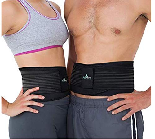 AllyFlex Sports Lumbar Support Belt for Men Back Brace for Lower Back Pain Relief, Dual Lumbar Sacral Pads, Adjustable Straps and Cooling Fabric (Medium)