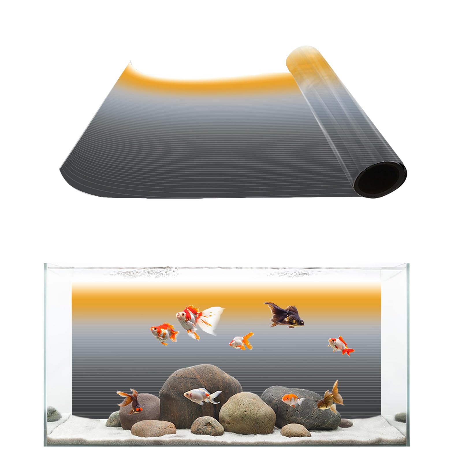 Aquarium Background Ombre 20.4x36.4 inch Fish Tank Background PVC Fish Backdrop Wallpaper for Background Aquarium Gray Turmeric Geometric Striped Gradient