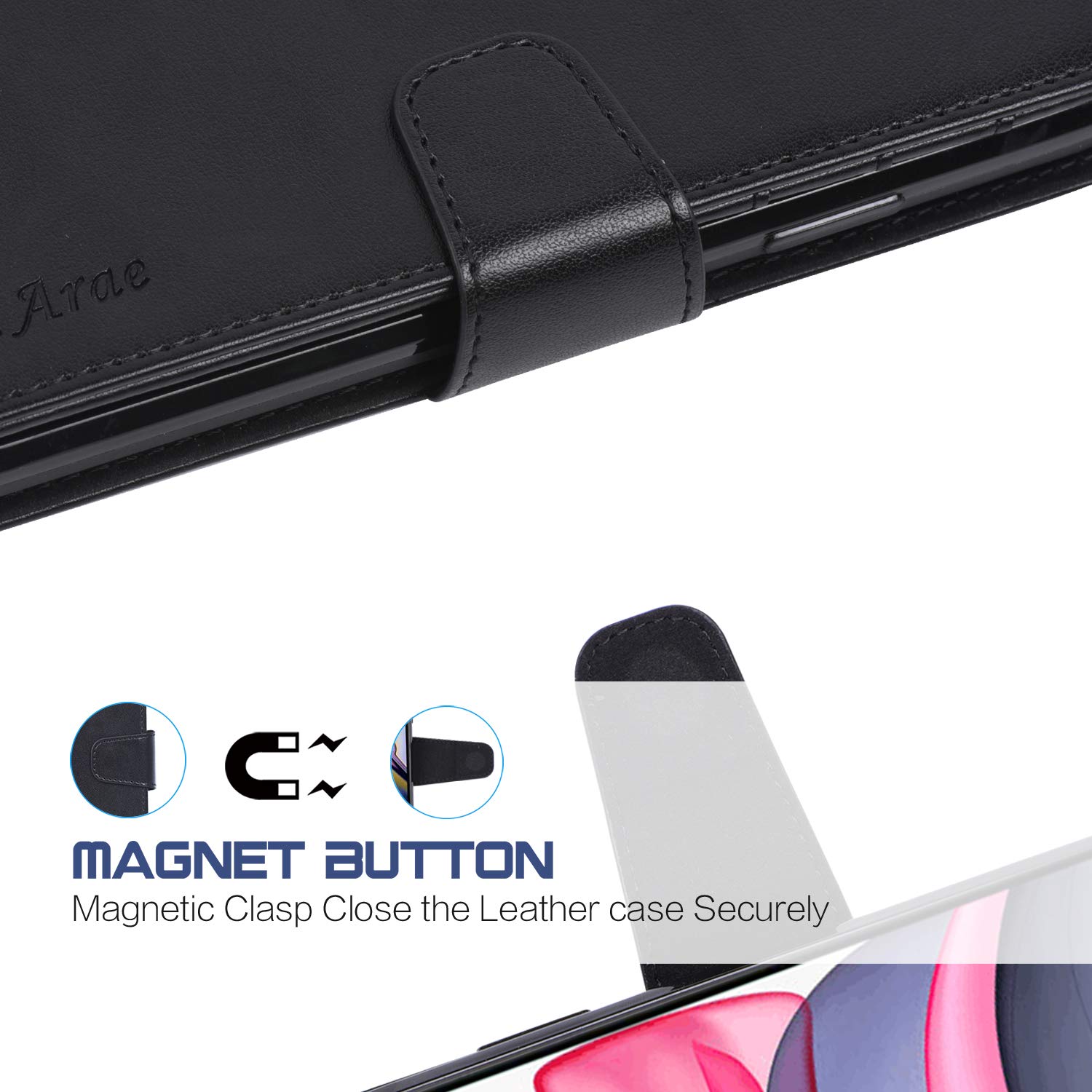 Arae Wallet Case for iPhone 11 Pro [5.8 inch] with Wrist Strap and Credit Card Holders - Rosegold