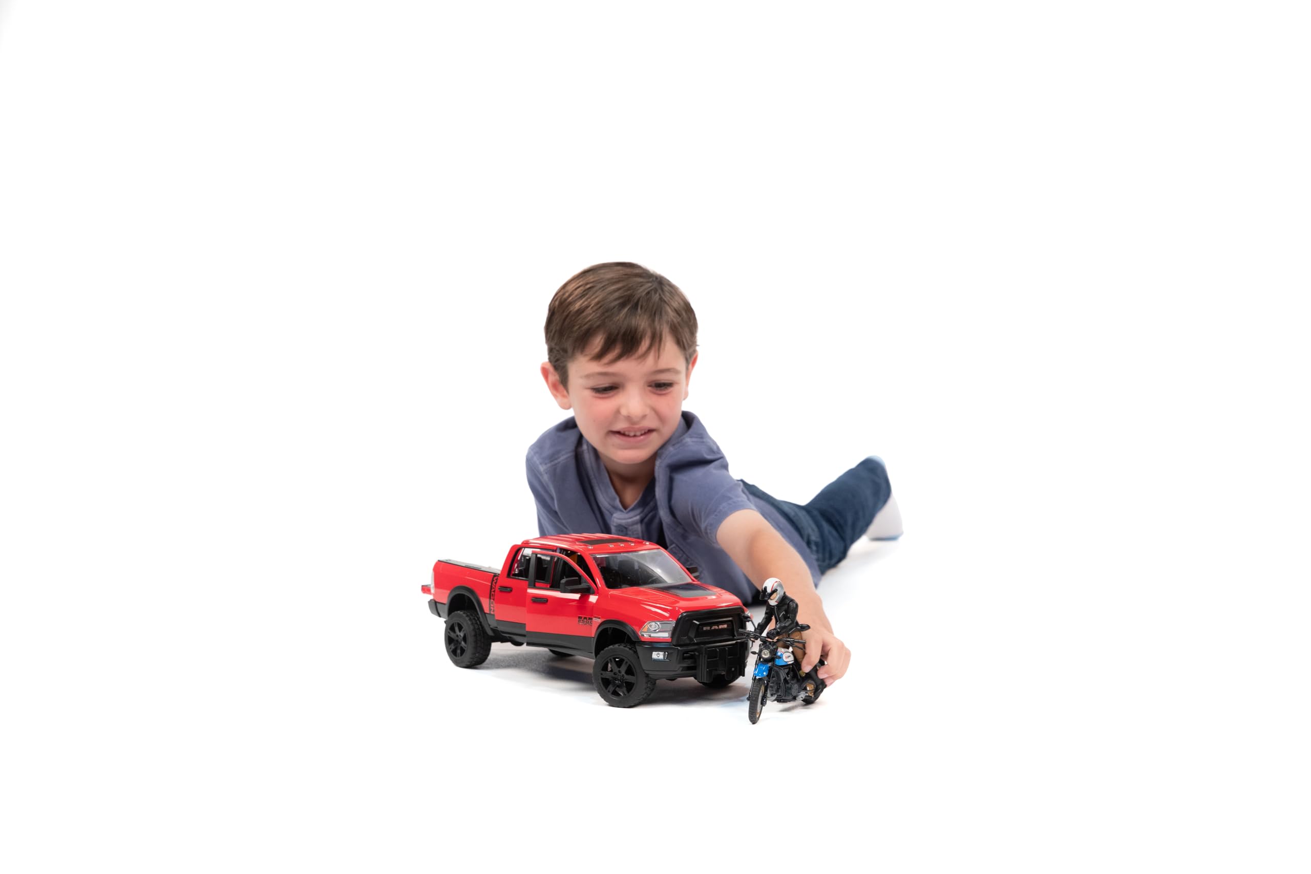 bruder Ram 2502 Power Wagon with Ducati Scrambler Desert Sled and Driver Vehicles Toy