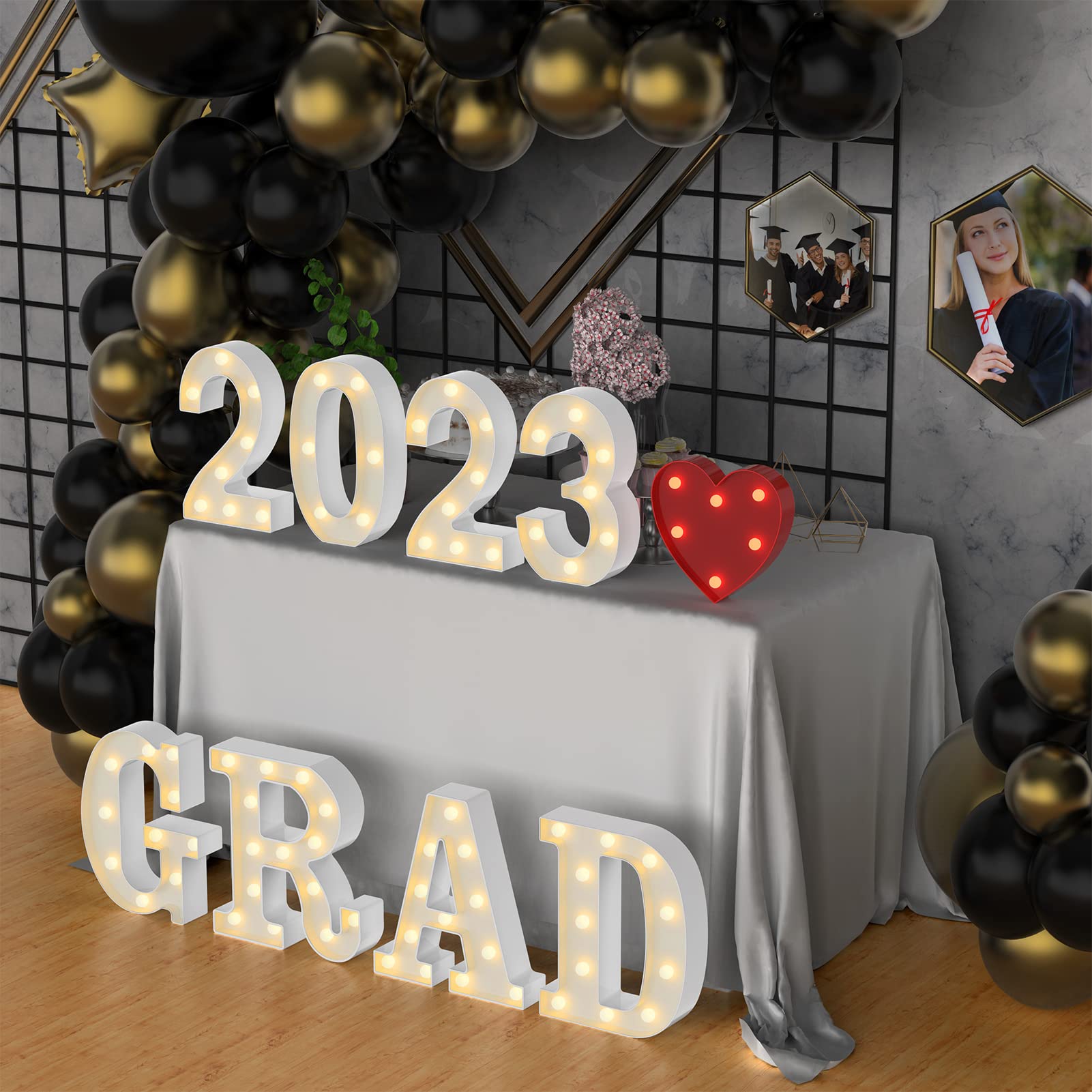 Graduation Party Decorations 2023-8 LED Long Marquee Light Up Letters 'Grad 2023' and 1 'Love' - Decor for Kindergarten Preschool High School College Graduationā¦