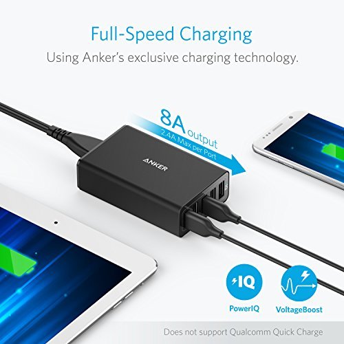 Anker 40W 5-Port USB Wall Charger, PowerPort 5 for iPhone XS / XS Max / XR / X / 8 / 7 / 6 / Plus, iPad Pro / Air 2 / mini, Galaxy S9 / S8 / Edge / Plus, Note 8 / 7, LG, Nexus, HTC and More, Black