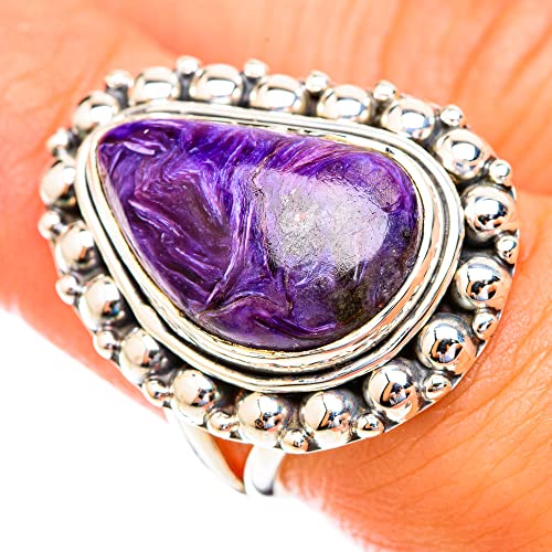 Ana Silver Co Charoite 925 Sterling Silver Ring Size 6.25 - Handmade Jewelry, Bohemian, Vintage RING119008