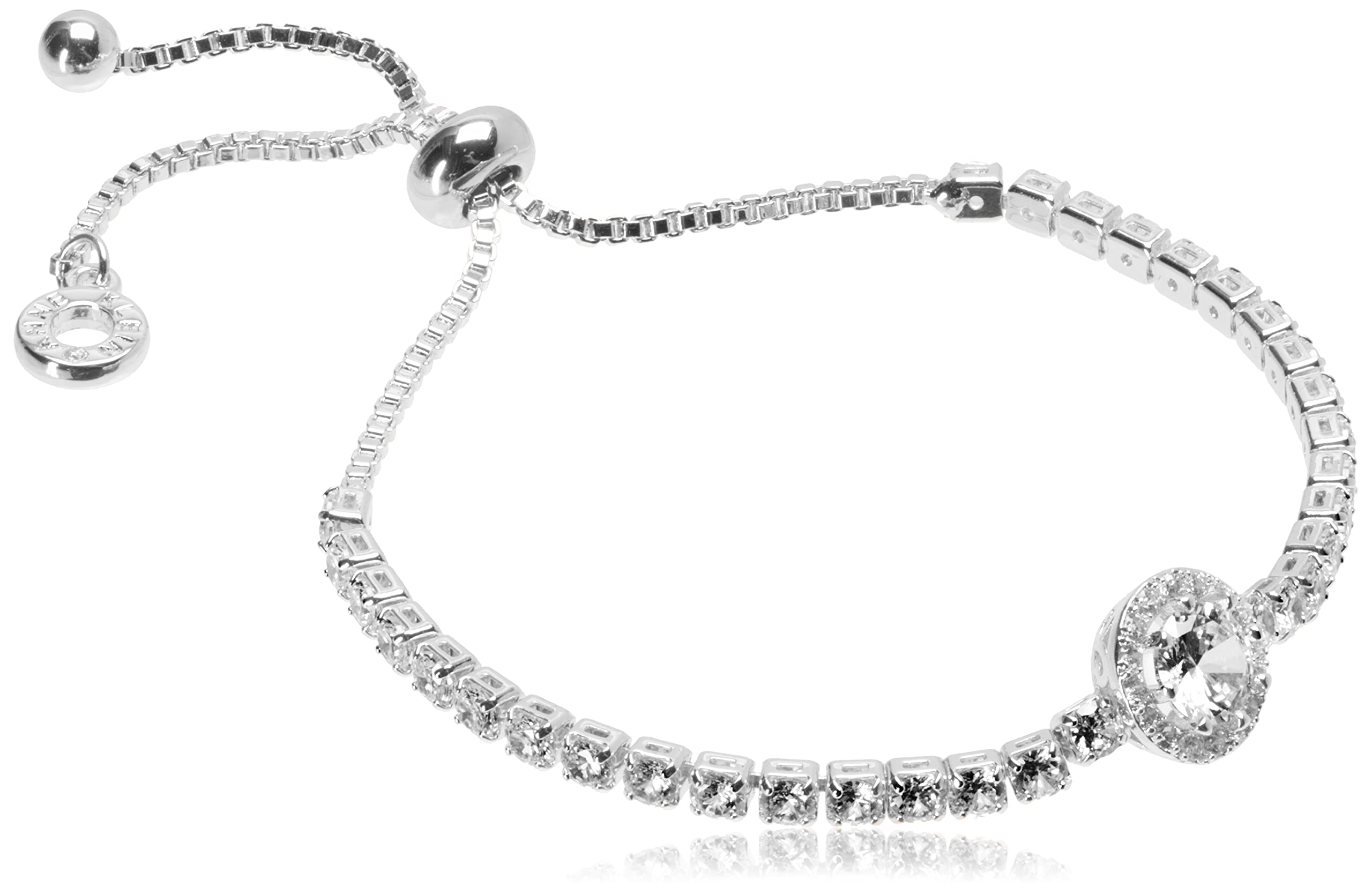 Anne Klein Classics Silver-tone Pave Center Stone Slider Bracelet, One Size