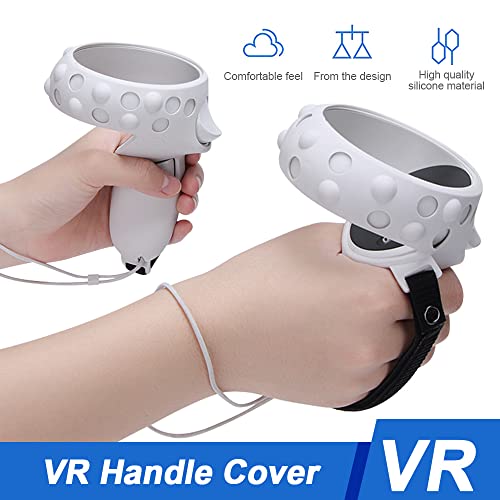 ANAC VR Handle Cover 1 Pair Touch Controller Grip Cover for Oculus Quest 2 Silicone Protective Handle Cover Case with Strap VR Accessories Grey