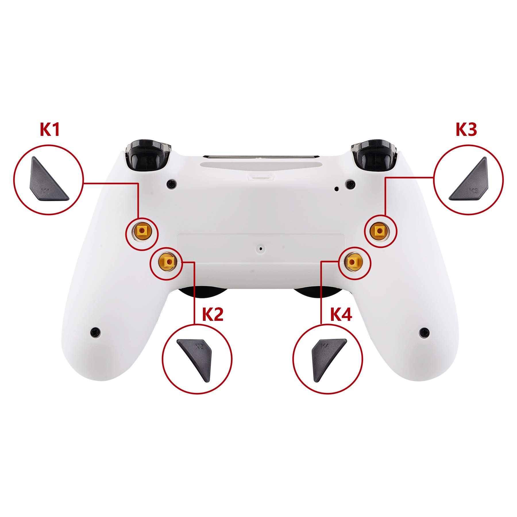 eXtremeRate White Dawn Programable Remap Kit for PS4 Controller with Upgrade Board & Redesigned Back Shell & 4 Back Buttons - Compatible with JDM-040/050/055 - Controller NOT Included