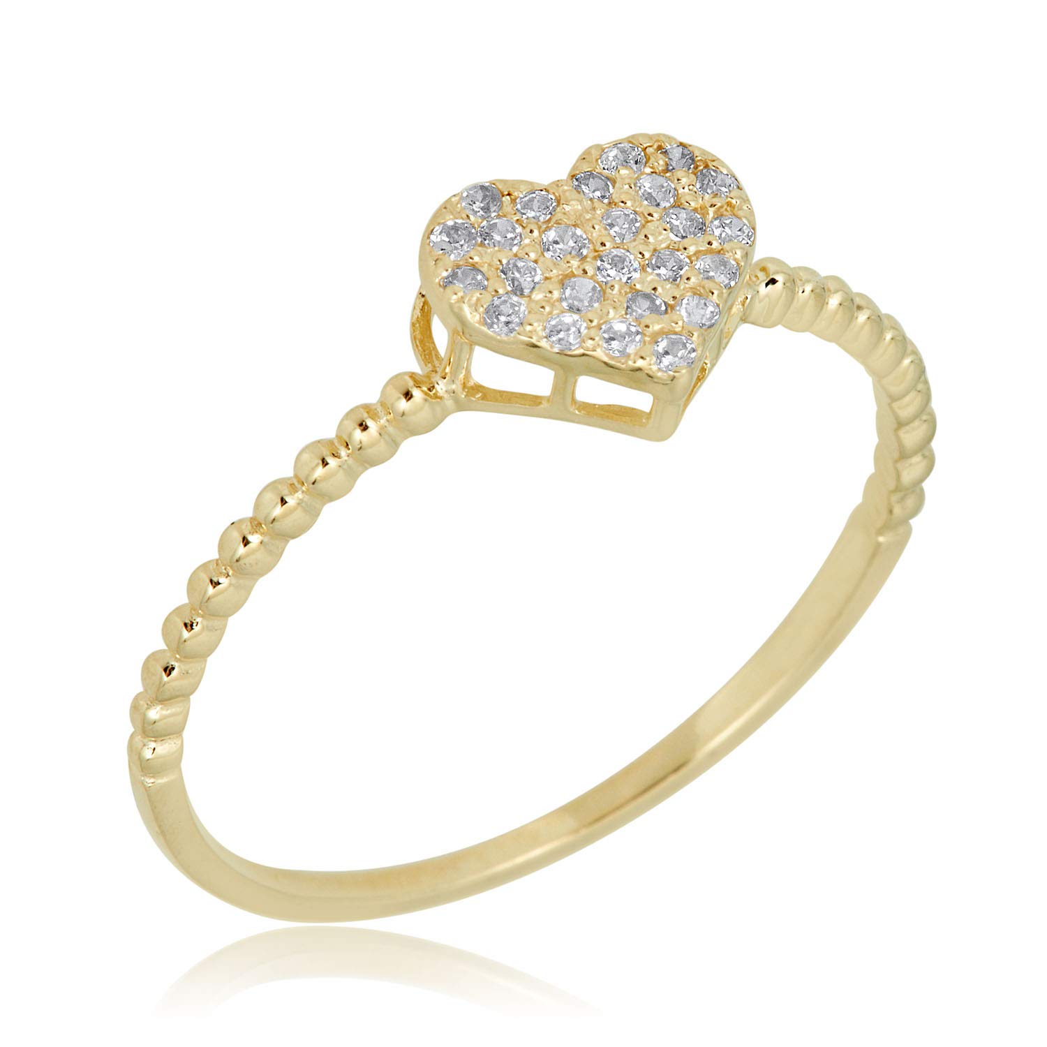AVORA 10K Yellow/Gold Simulated Diamond CZ Heart Cluster Fashion Ring - Size 7.5
