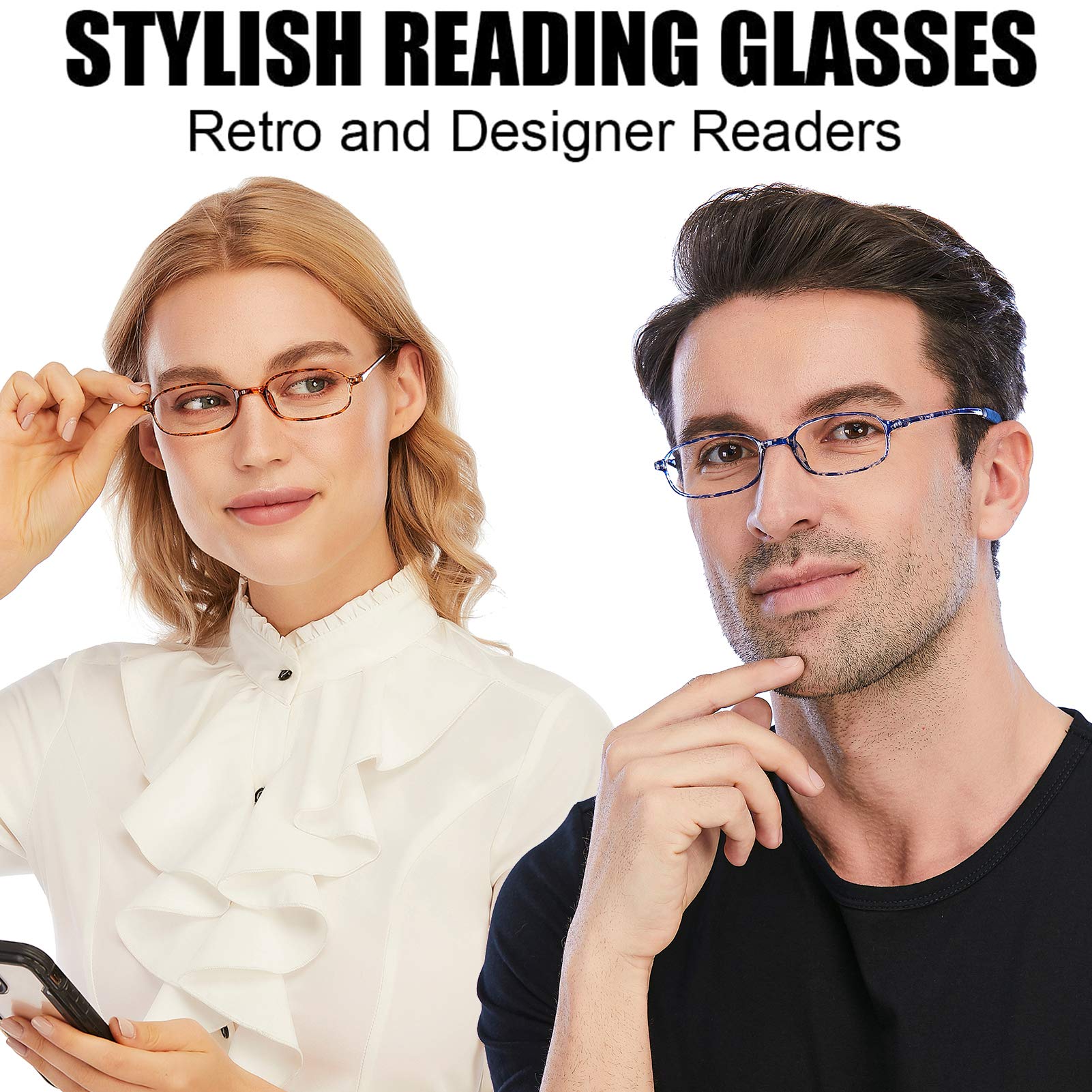 AQWANO 4 Pack Computer Reading Glasses Blue Light Blocking Lightweight TR90 Flexible Frame UV Protection Readers for Women Men +2.0