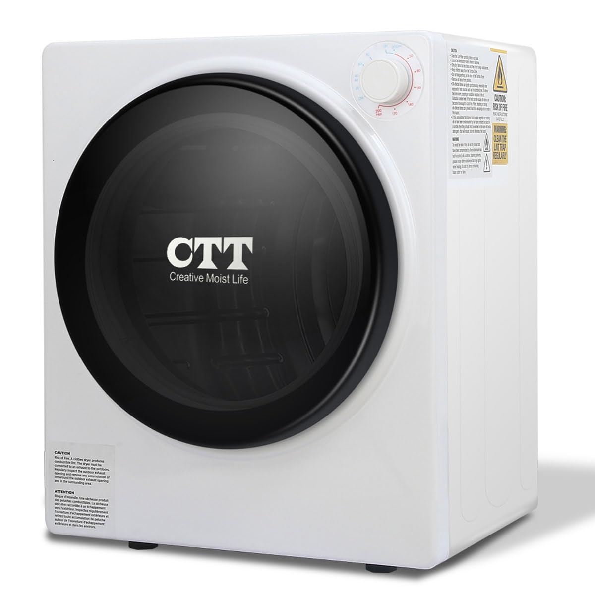 CTT Compact Dryer 2.0 cu.ft. Portable Clothes Dryers with Stainless Steel Liner Small Dryer Machine, Suitable for Apartments, Dorm, RVs, 110V