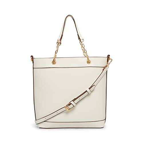 Anne Klein Mini perf Logo Tote, Anne White/Anne White/Ginger Biscuit