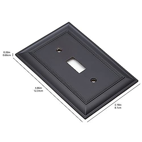 Amazon Basics Decorative Single Toggle Wall Plate - 3-Pack, Flat Black