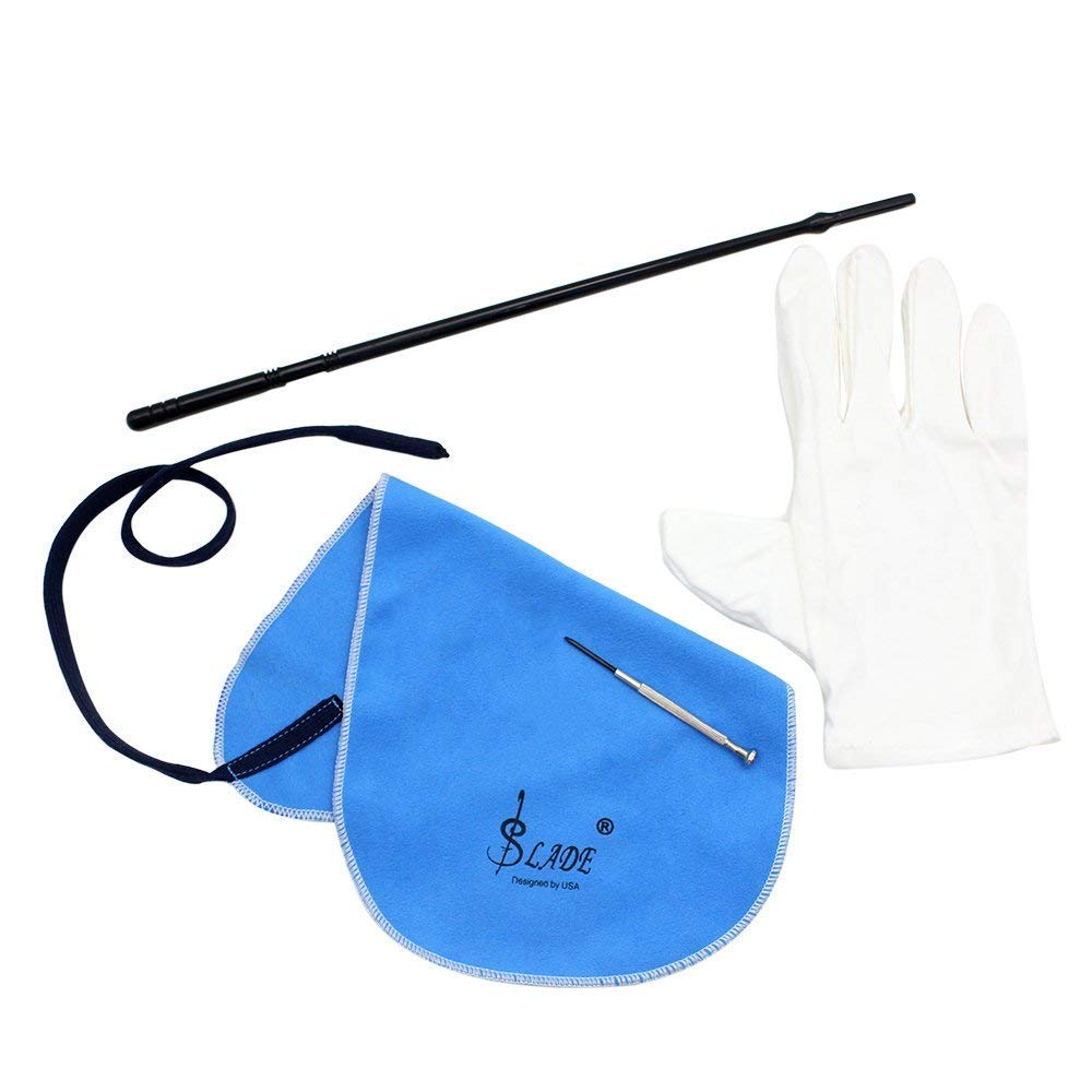 ASNOMY 5PCS Flute Cleaning Kit Set with Cleaning Cloth Stick Screwdriver Gloves,1 Large Cleaning Cloth