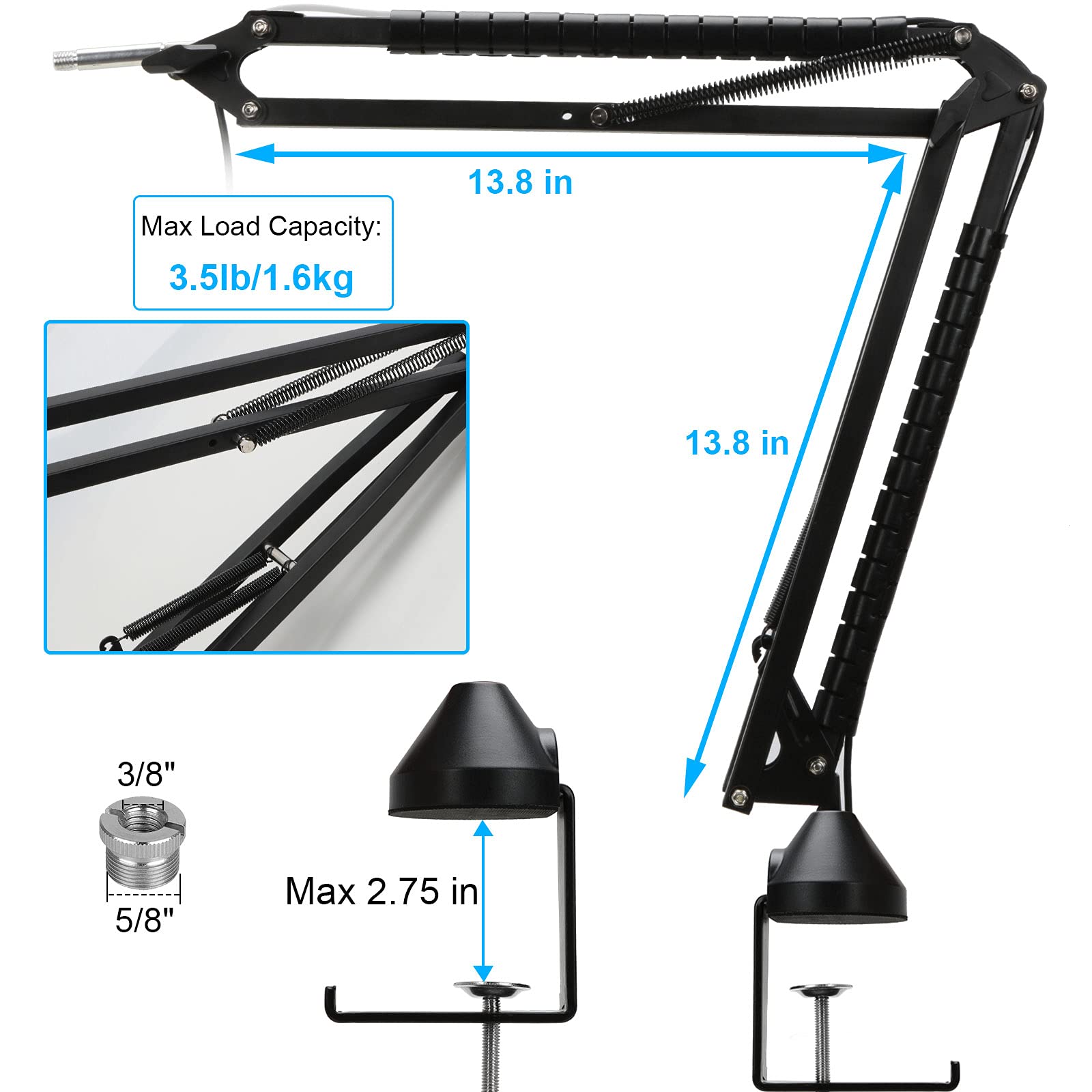 AT2020 Mic Stand with Pop Filter - Professional Microphone Boom Arm Compatible with Audio-Technica AT2020 AT2020USB+ AT2035 by YOUSHARES