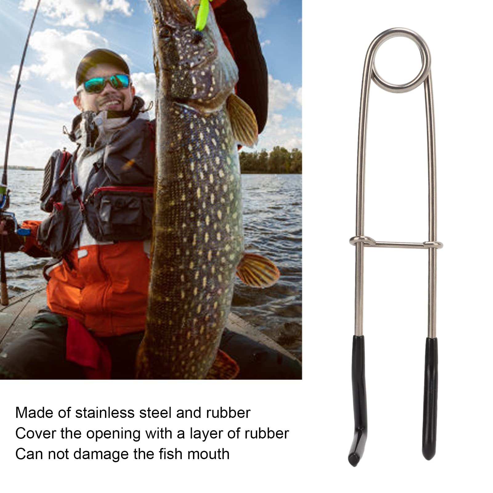Entatial Fish Jaw Spreader, Fish Mouth Spreader Decoupling Device Portable Rubber Cover Fish Mouth Opener Durable with Clip for Fish Lip