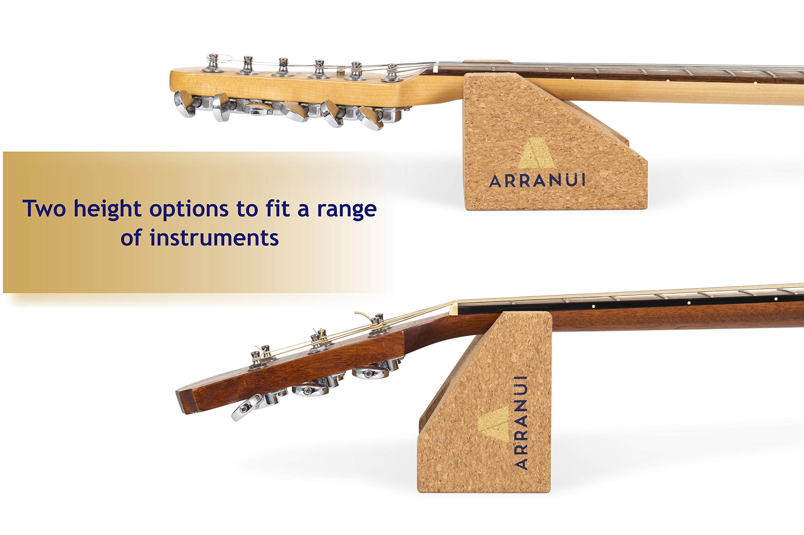 ARRANUI Guitar Neck Rest - Sturdy Cork Neck Support Cradle For Repairs and Maintenance of String Instruments - Complete with String Cleaner Tool