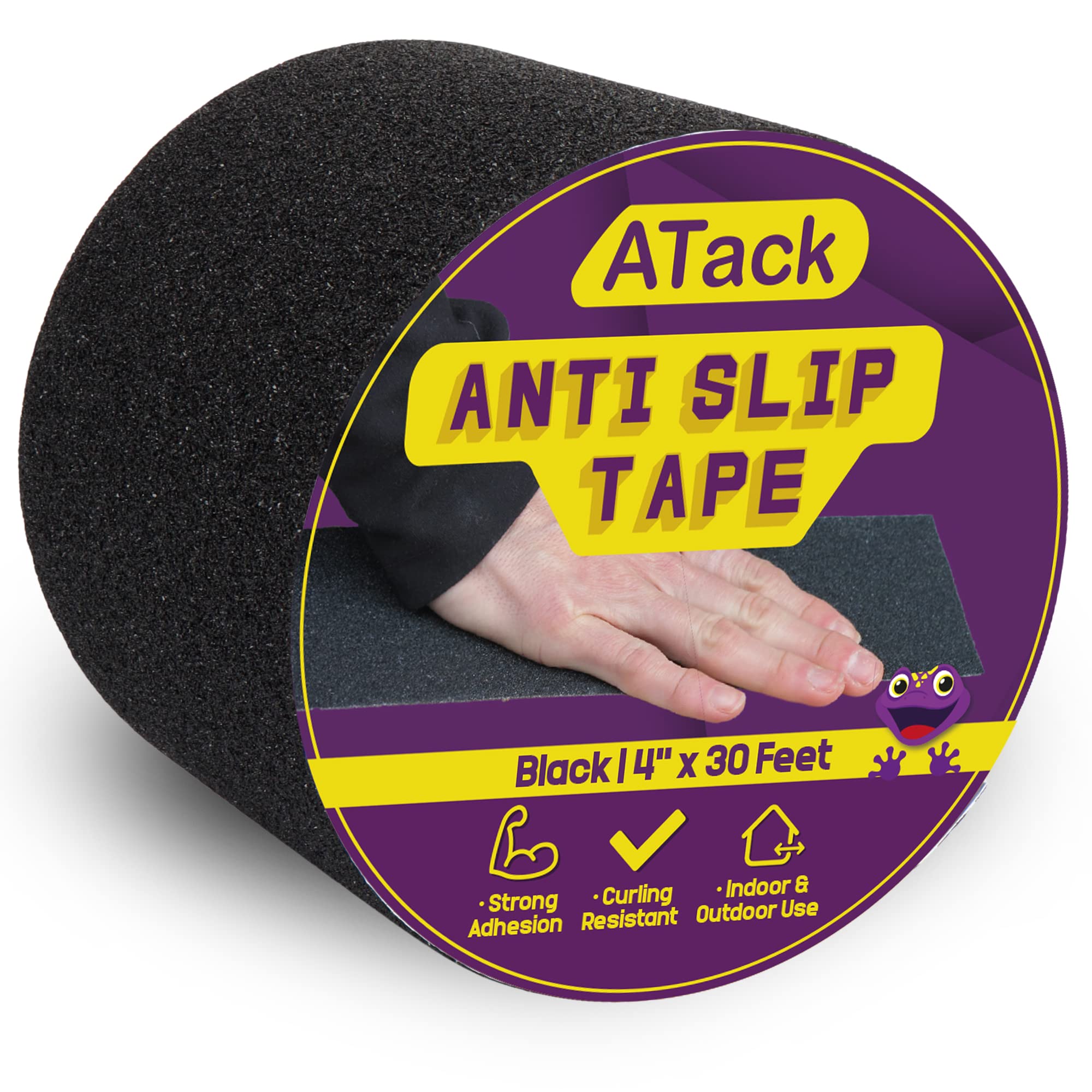 ATack Anti Slip Tape, Black, 4" x 30 Feet, Safety Track Tape Pet-Safe, Hypo-Allergenic, Weather Proof and Non Skid Indoor and Outdoor Safety Traction Tape
