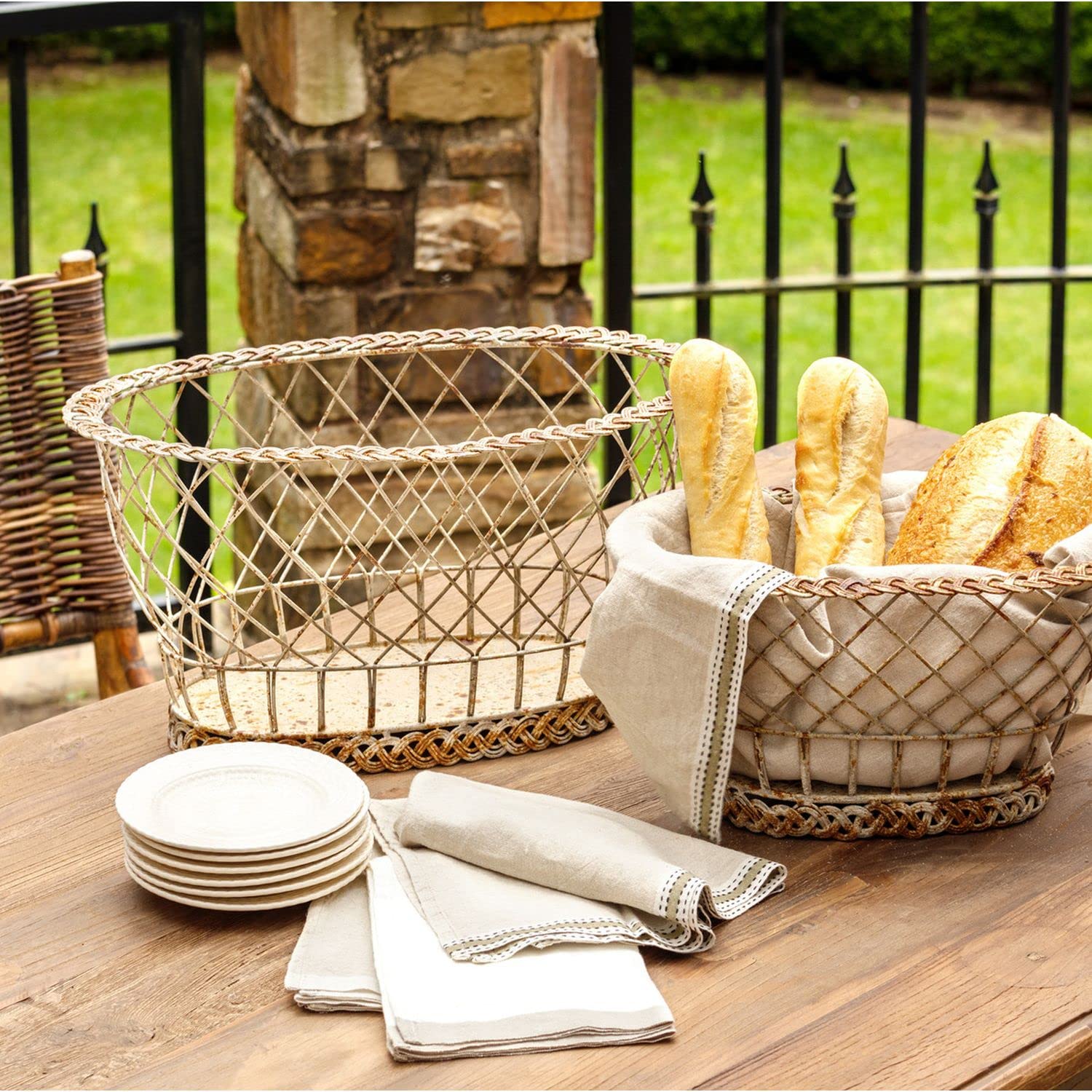 Park Hill Collection ECM00887 Braided Wire European Baskets, Set of 2