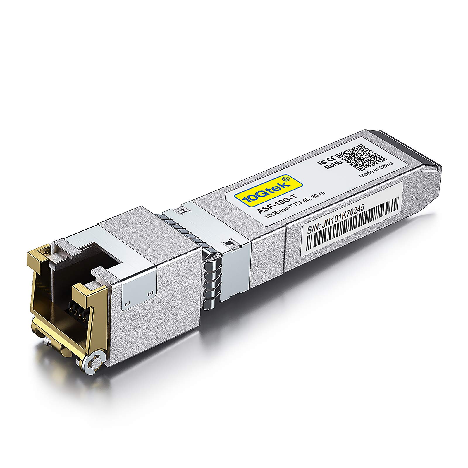 SFP+ to RJ-45 10GBase-T Transceiver, 10Gbe Copper SFP+ to Ethernet Module for Cisco SFP-10G-T-S, Ubiquiti UniFi UF-RJ45-10G, TP-Link TL-SM5310-T, Netgear and More, RJ-45 SFP+ CAT.6a, up to 30m
