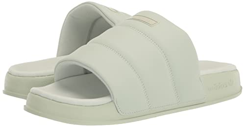 adidas Originals Women's Adilette Essential Slide Sandal, Linen Green/Linen Green/Linen Green, 8