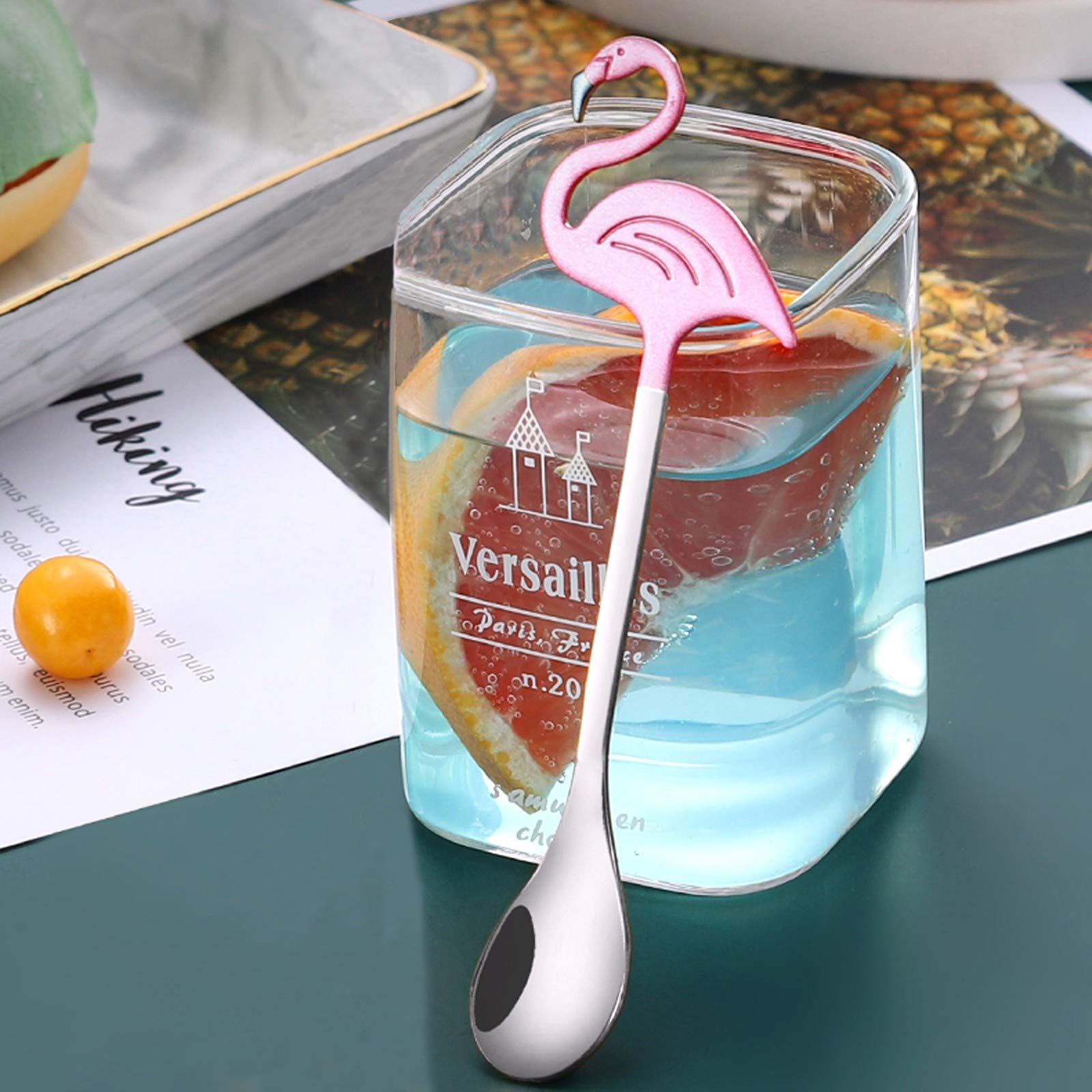 Maydahui 6PCS Flamingo Spoons Cute Animal Spoon 5.1 inch 18/10(304)Stainless Steel Coffee Iced Tea Espresso Dessert Stirring Spoon Kitchen Accessory Tableware