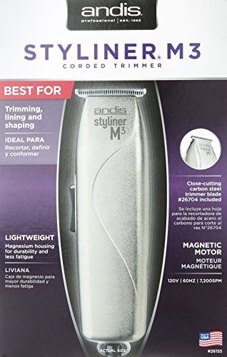 Andis Professional Styliner M3 Magnesium Beard/Hair Trimmer, Silver, Model SL3 (26155)