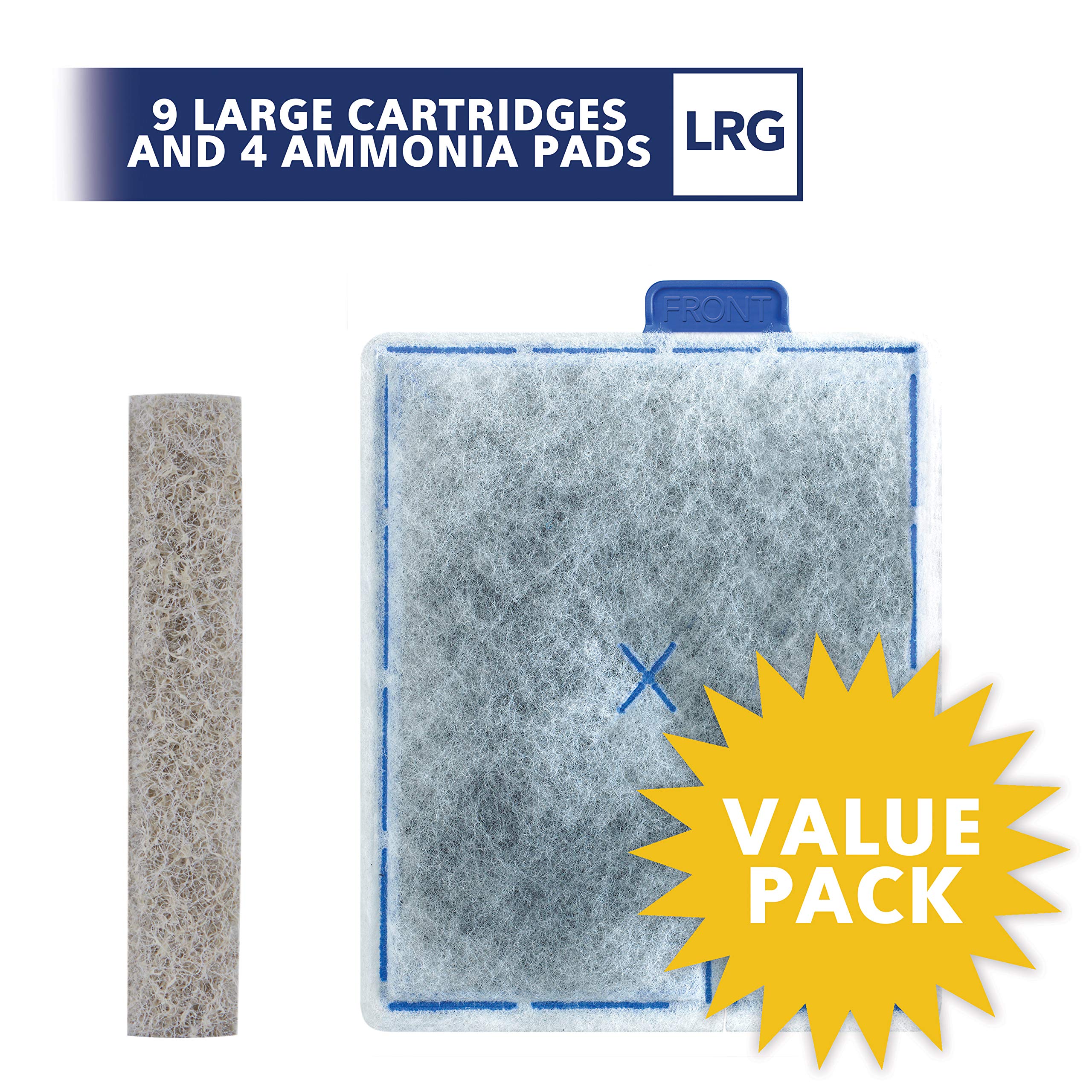 Aqueon Large Filter Cartridge Value Pack (9 Cartridges, 4 Ammonia Pads)
