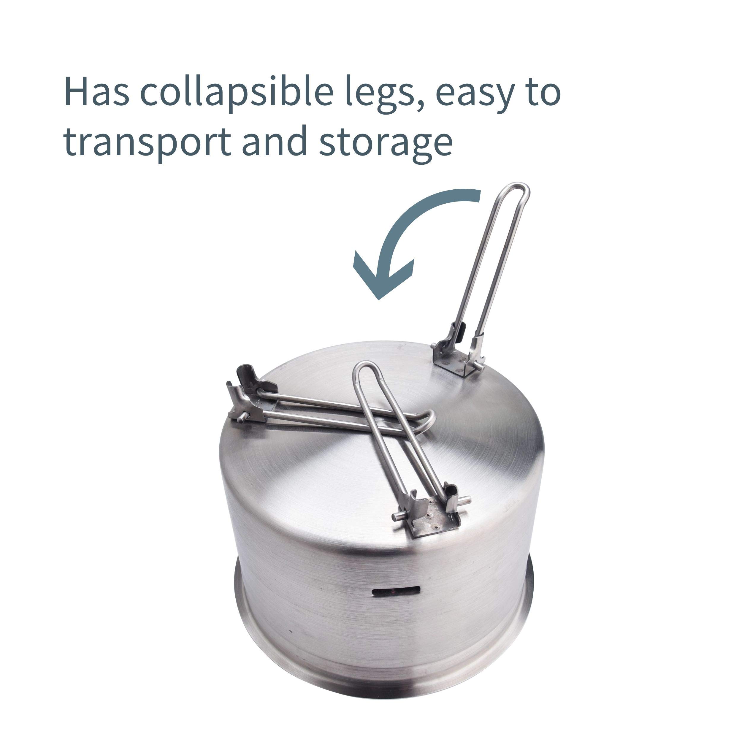 ARC USA BQ2026, Easy Carry Stainless Steel Camping Stove Backing Stove Portable Wood Burning Stoves for Picnic BBQ Camp Hiking with Grid