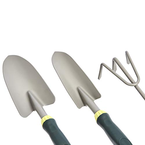Amazon Basics Garden Tool Collection - 3PC Garden Tool Set (Hand Trowel, Hand Transplanter, Hand Cultivator), Black