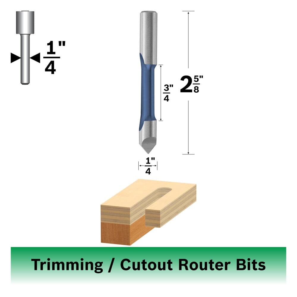 Bosch 85146 1/4" High Speed Steel Pilot Panel Bit with Drill-Through Pt.-Single Flute