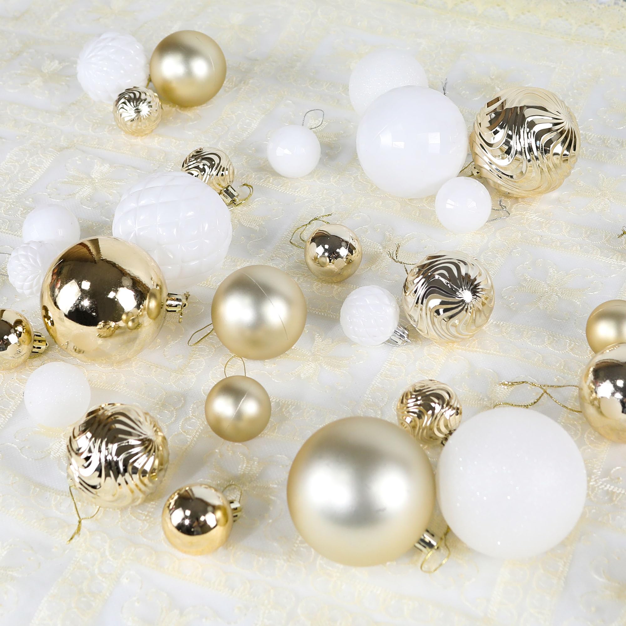 Annecy Christmas Tree Ornaments - 36 PCS Shatterproof Christmas Ball Ornaments Set for Christmas, Holiday, Wreath & Party Decorations (Multi-Size, White)