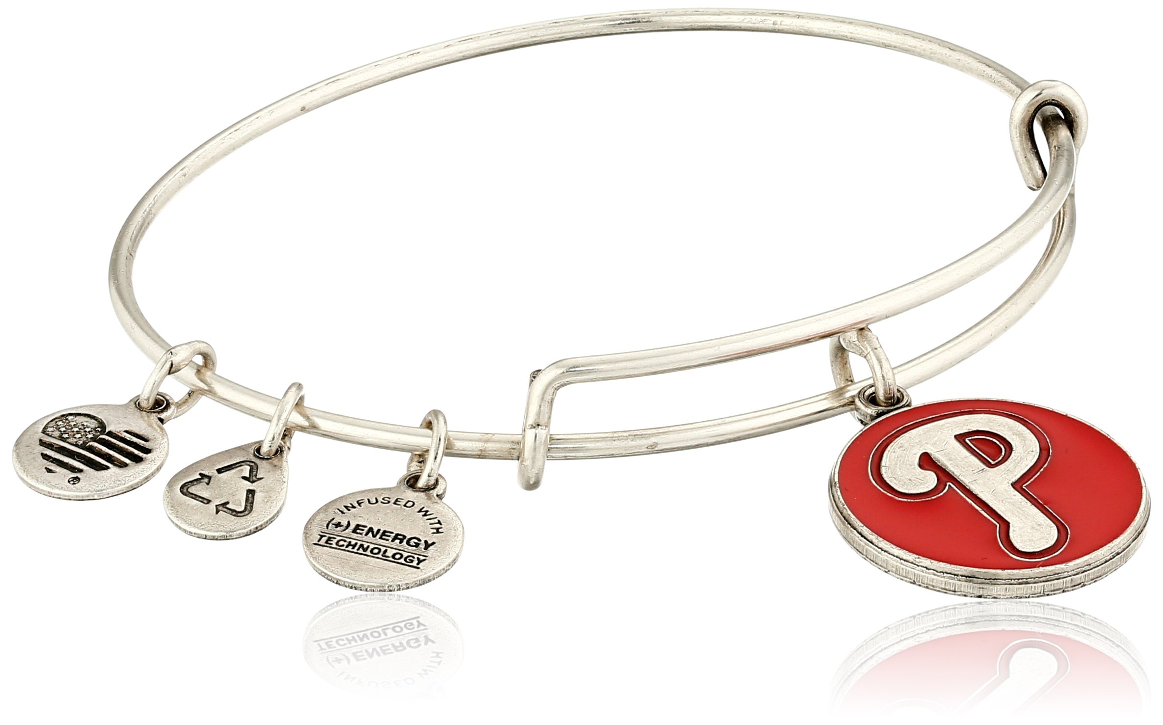 Alex and Ani Philadelphia Phillies Cap Logo Red Expandable Rafaelian Silver Bangle Bracelet
