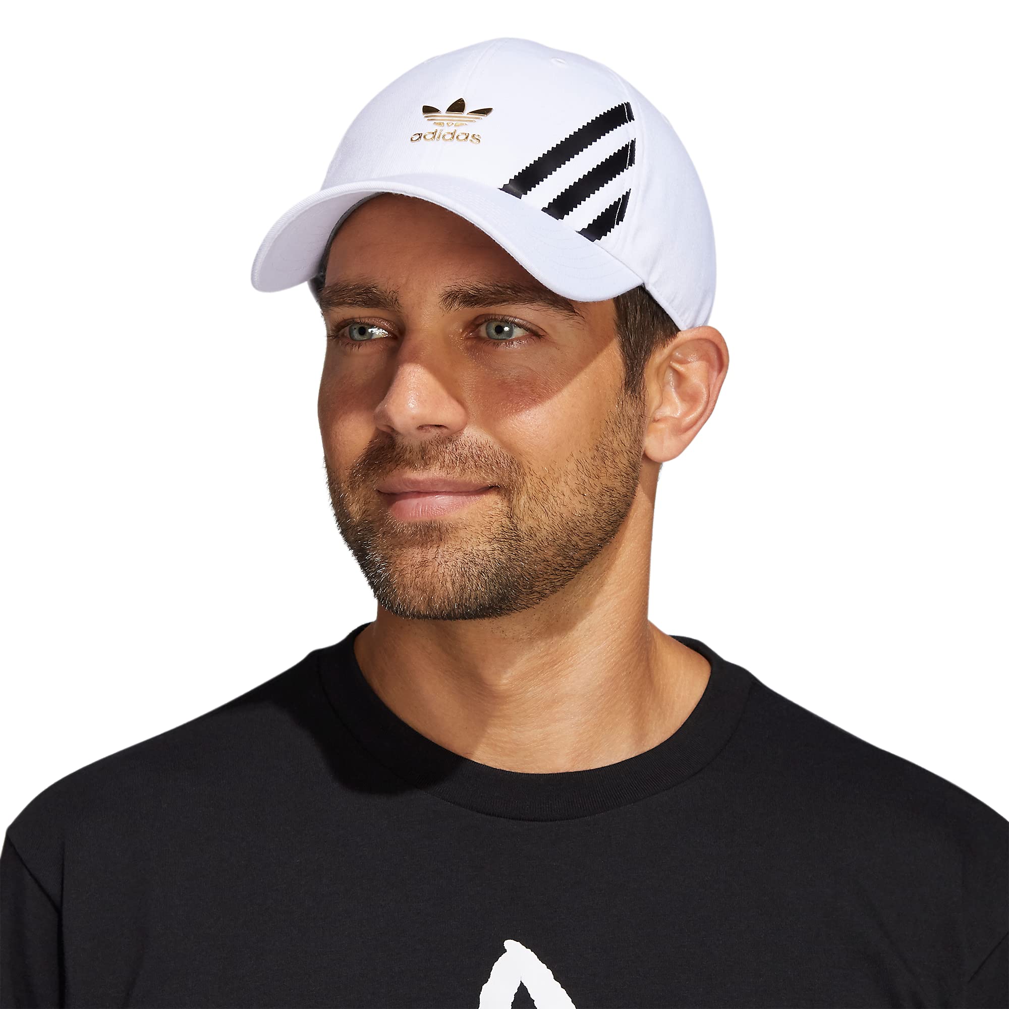 adidas Originals Men's Originals SST Plus Strapback, Black/Gold Metallic/White, One Size