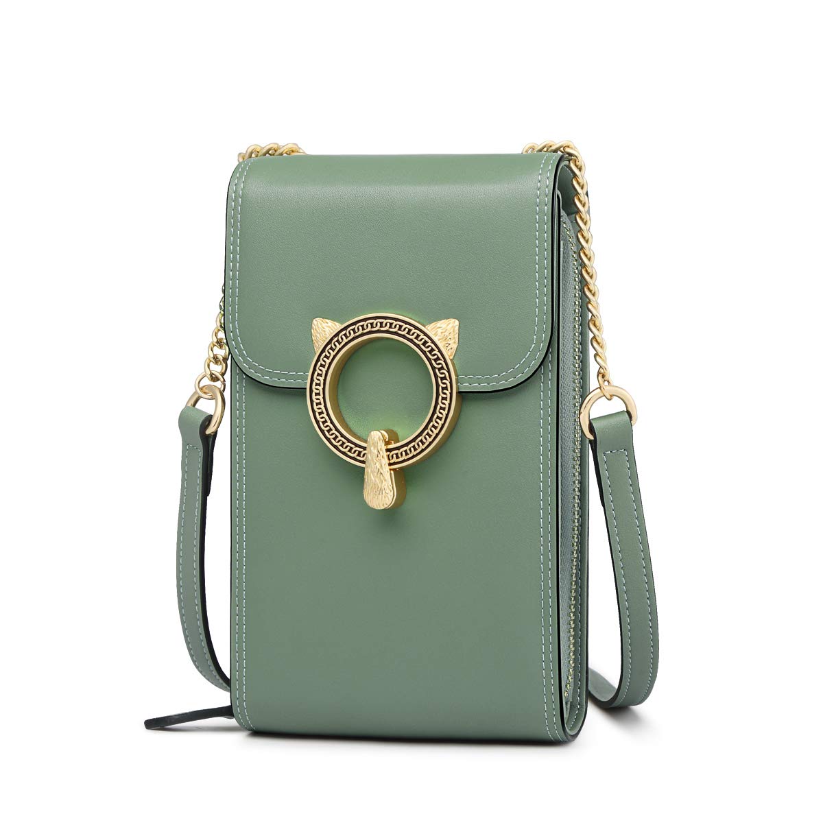 iFOXER Mini Crossbody Bags for Women, Genuine Leather Phone Purses with Credit Card Slots Ladies Small Shoulder Bags with Zip Around