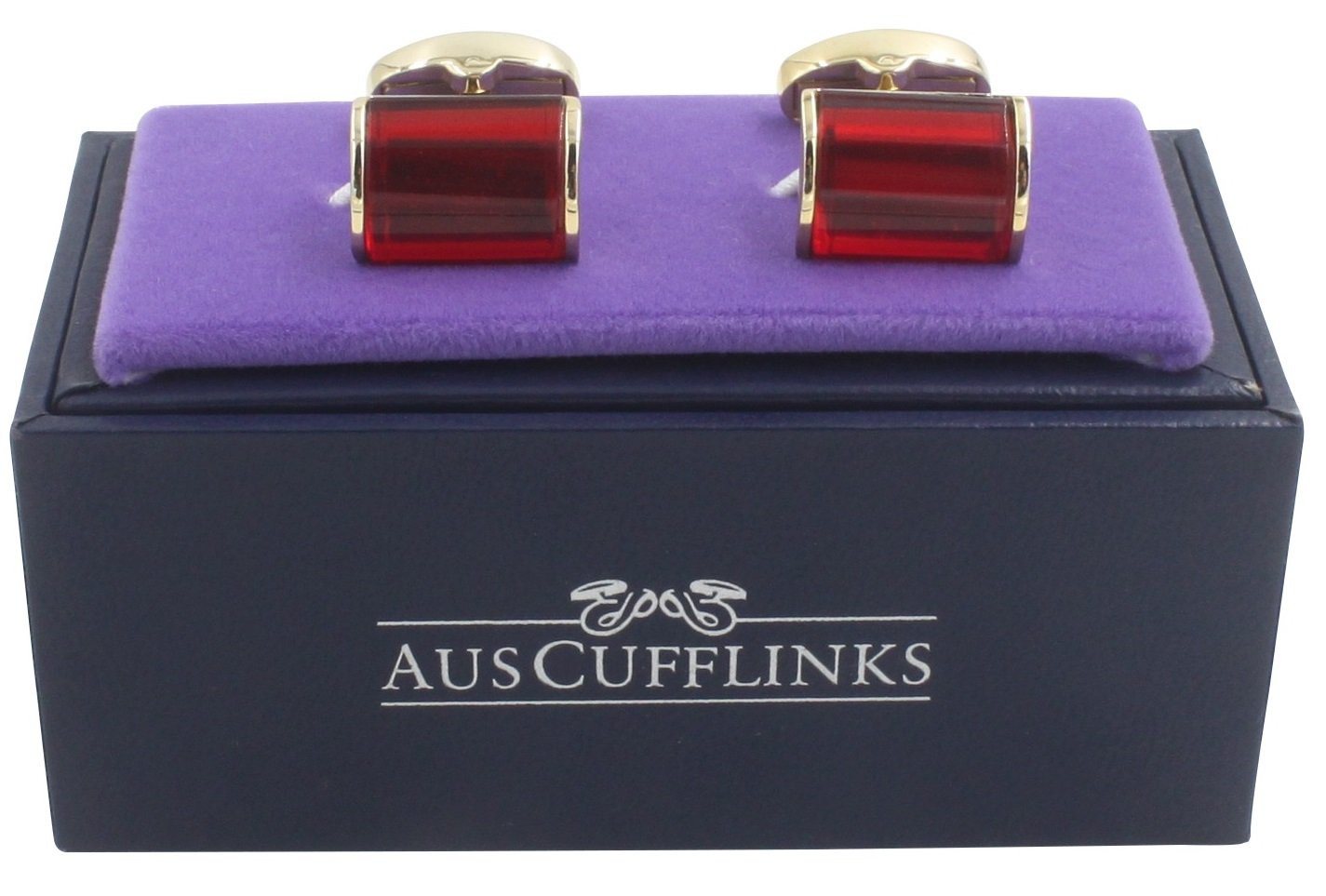AUSCUFFLINKS 40th Anniversary Ruby Wedding Gift Husband | Cufflinks Gold Edge Red Cuff Links