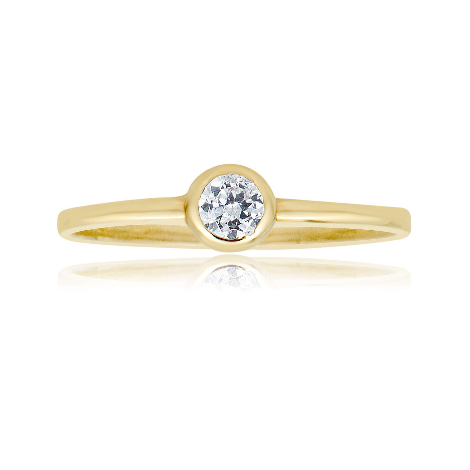 AVORA 10K Yellow Gold Bezel-set 1/10 ct. Simulated Diamond CZ Stackable Midi Ring - Size 8 - Size 8
